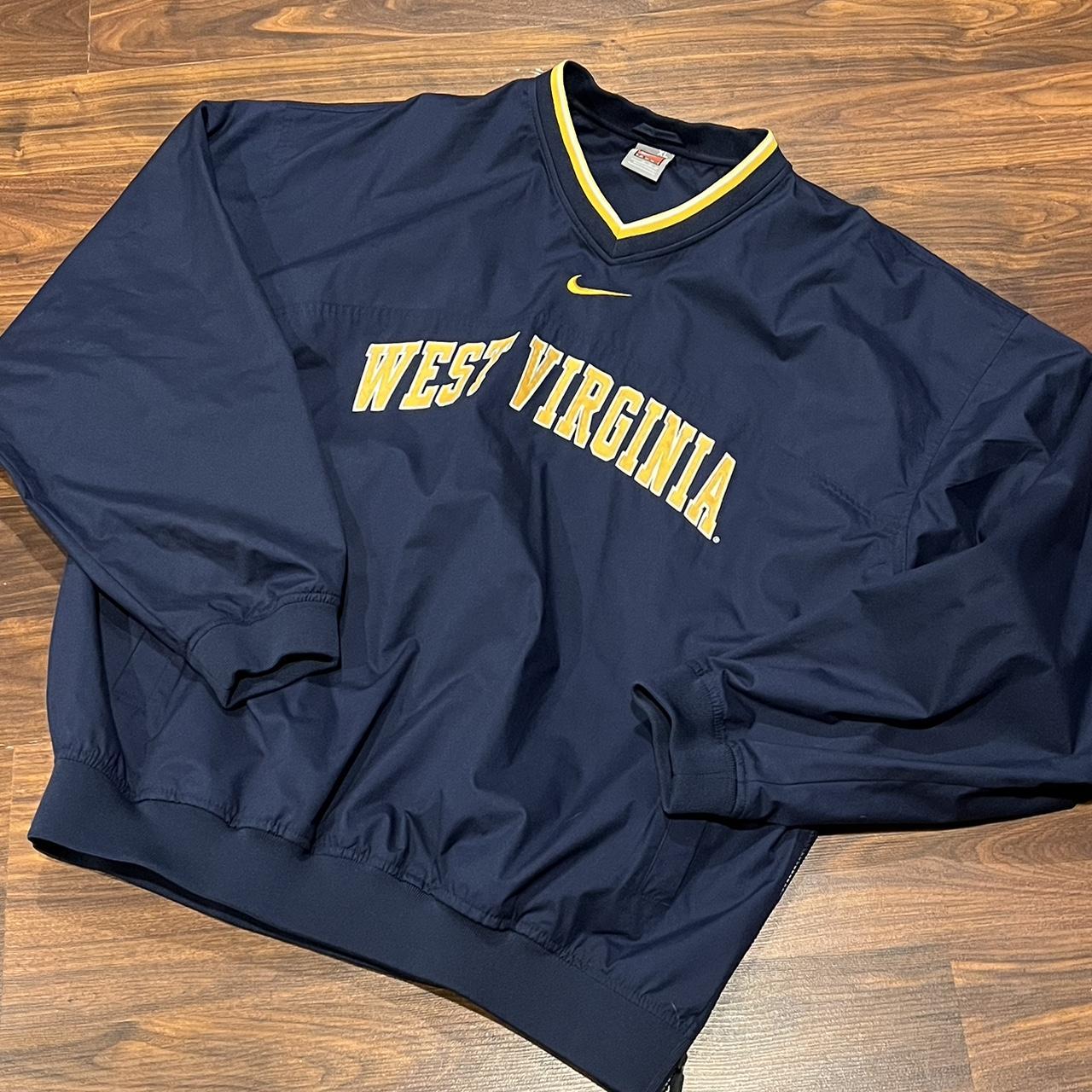 Y2K NIKE CENTER CHECK WVU PULL OVER LIGHT... - Depop