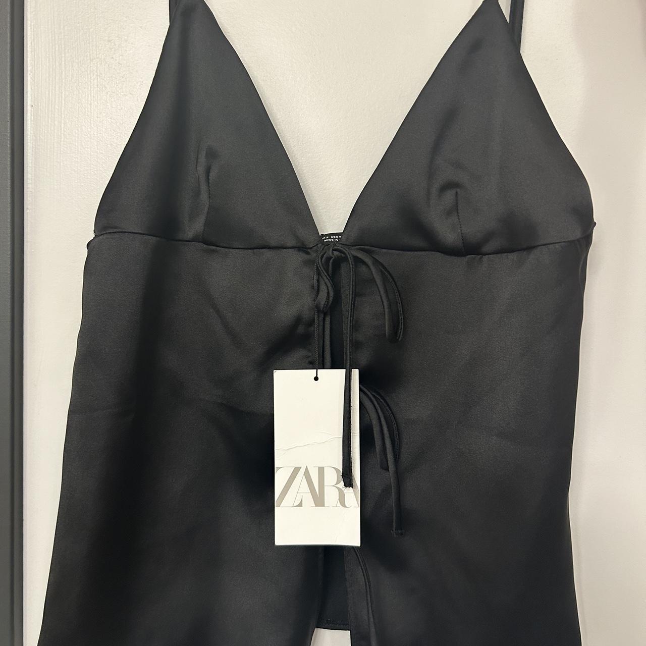 Brand new black Zara bow tie top - Depop