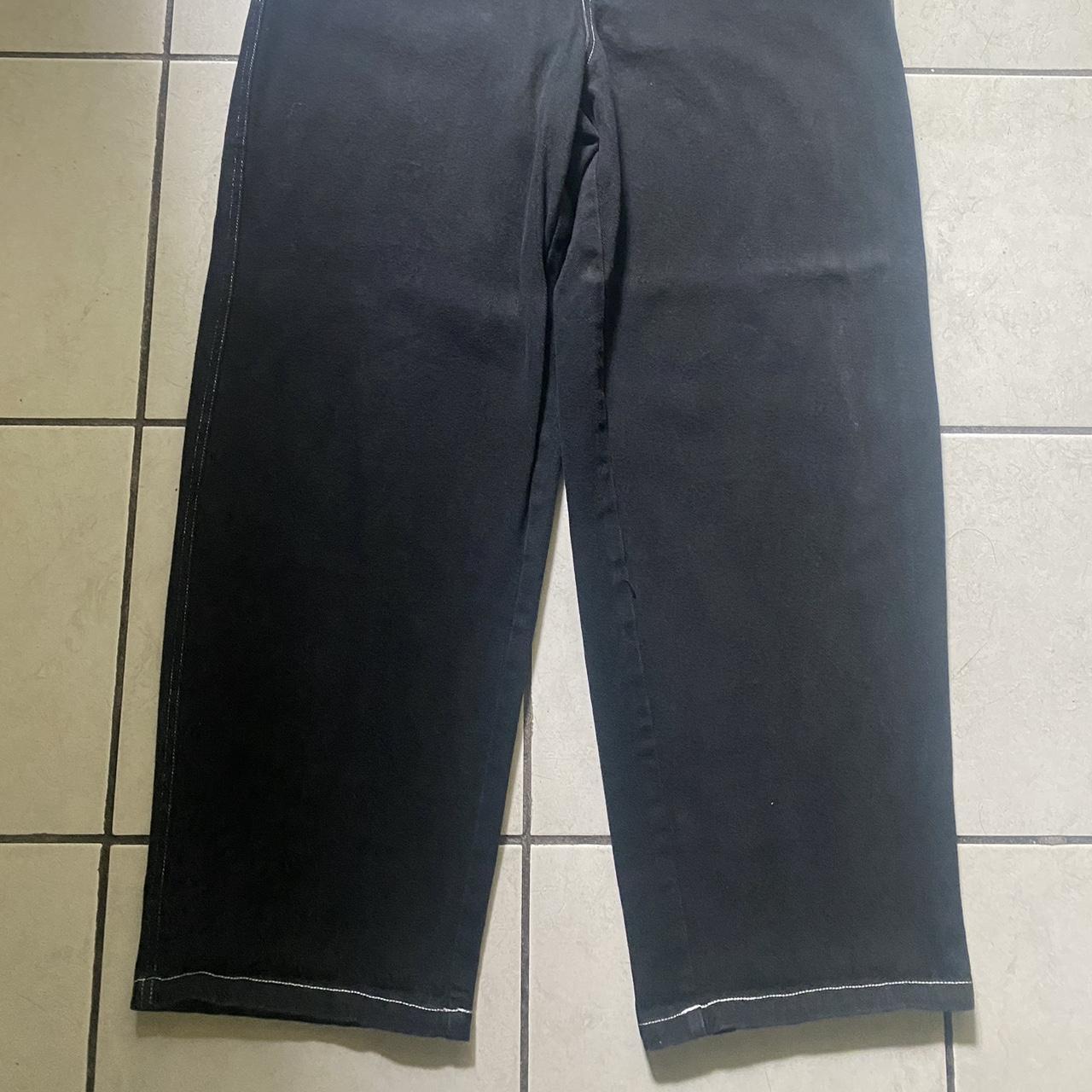 ENJOI BLACK PANTS WHITE STITCH opposite stitching... - Depop