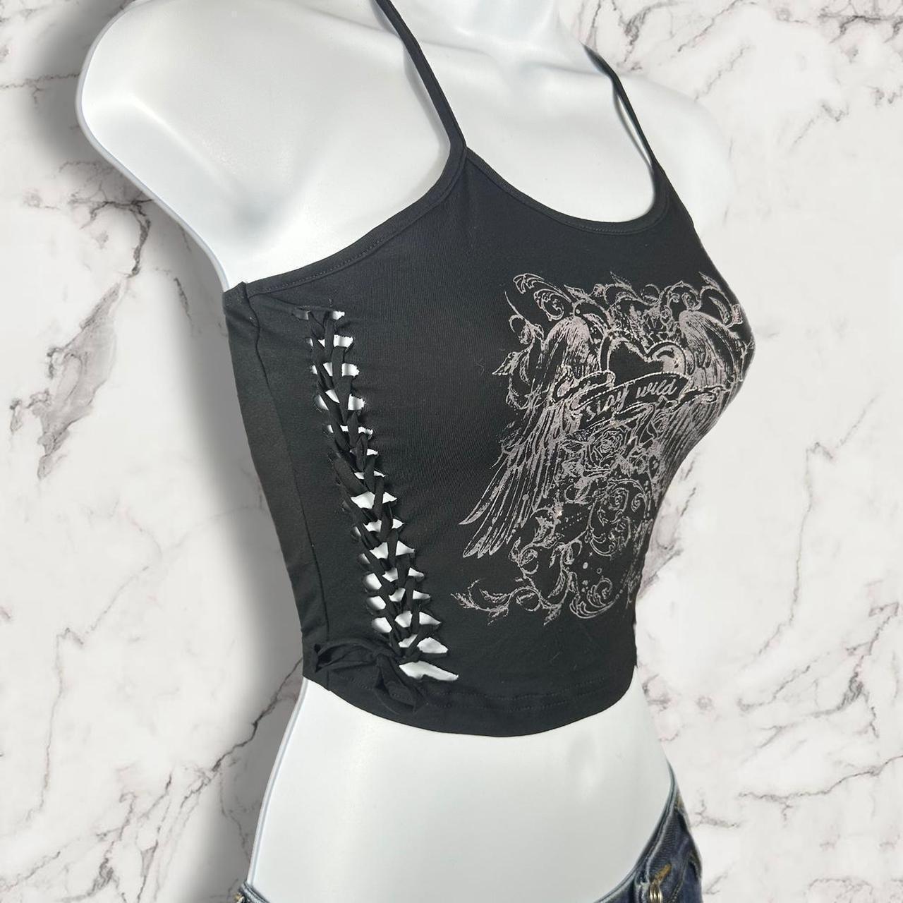 lace up halter top (repop!!!🍃) size S/M black... - Depop