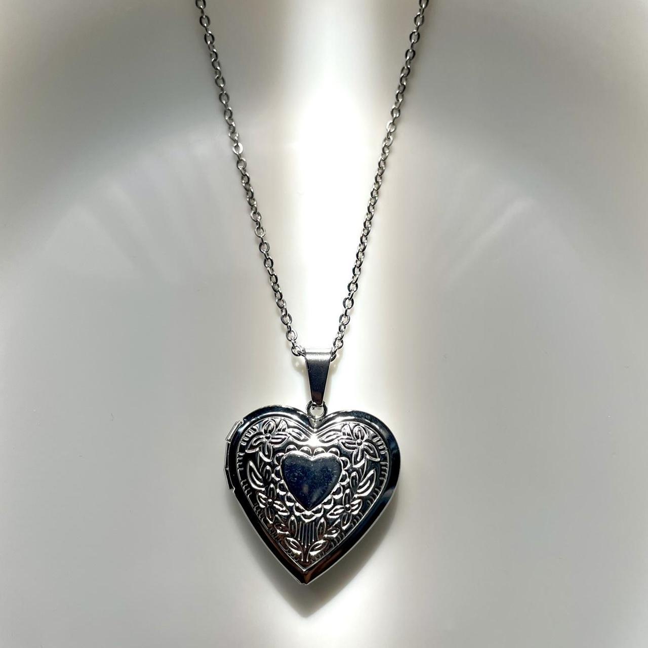 Gorgeous trendy Silver Open Heart Locket Necklace... - Depop