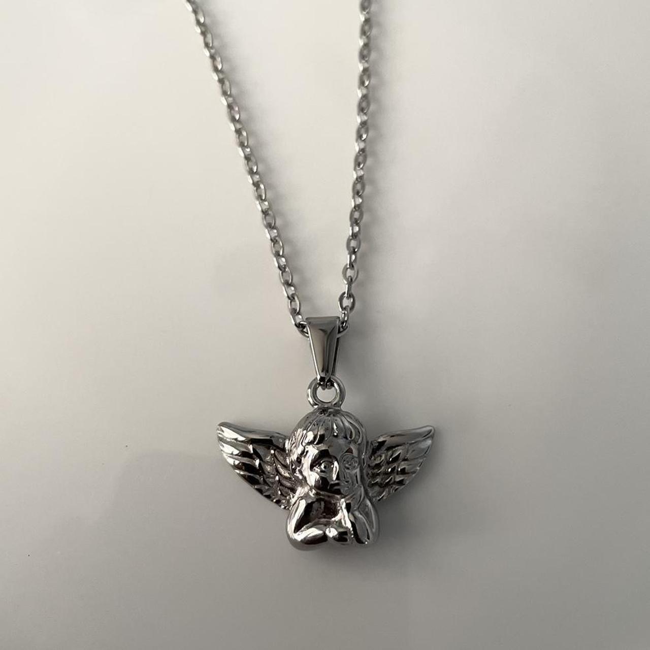 Silver Angel necklace •Stainless Steel •Tarnish... - Depop