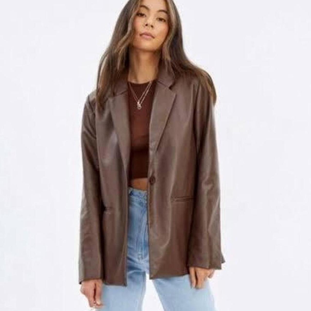 Glassons Brown Faux Leather Jacket - XS New with tags - Depop