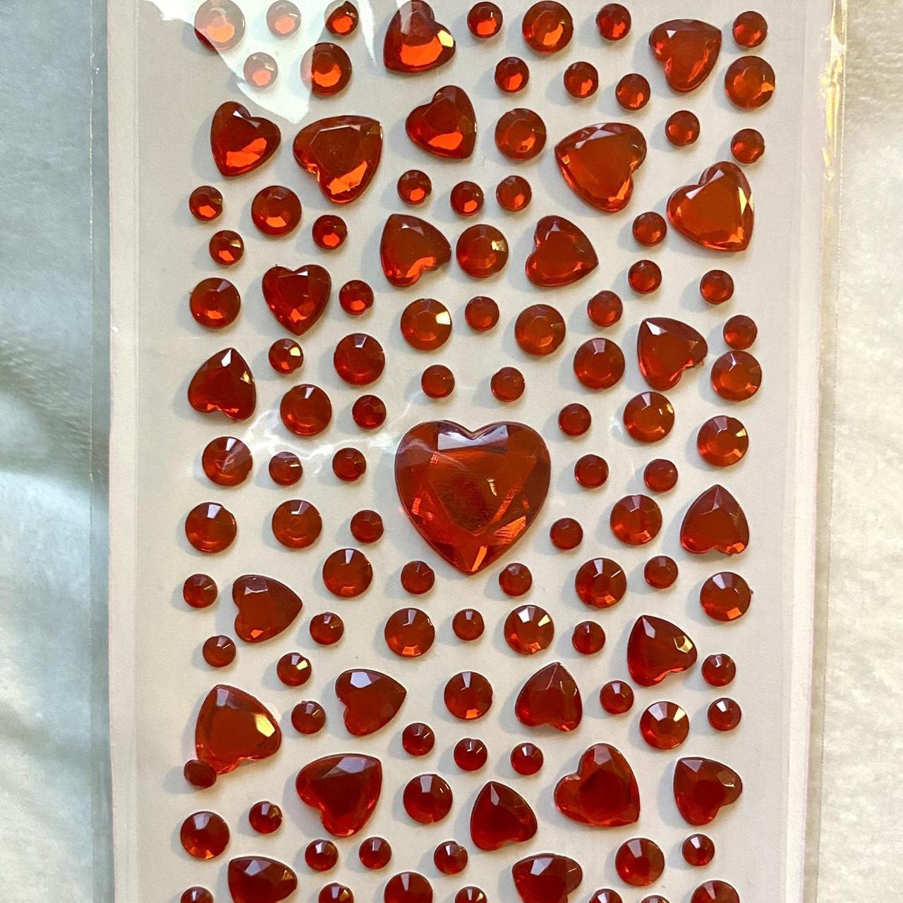 Cute shiny red heart shaped crystal deco sticker... - Depop