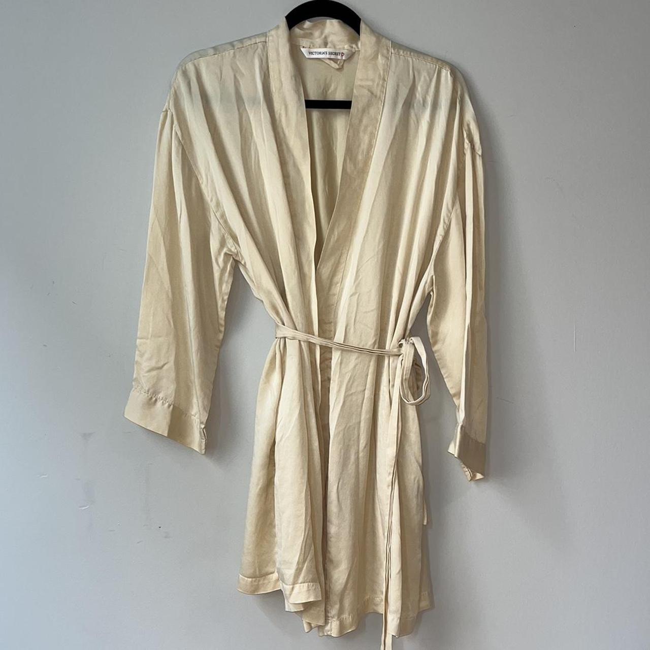 Victoria Secret Cream Silk Tie Lingerie Robe - Depop