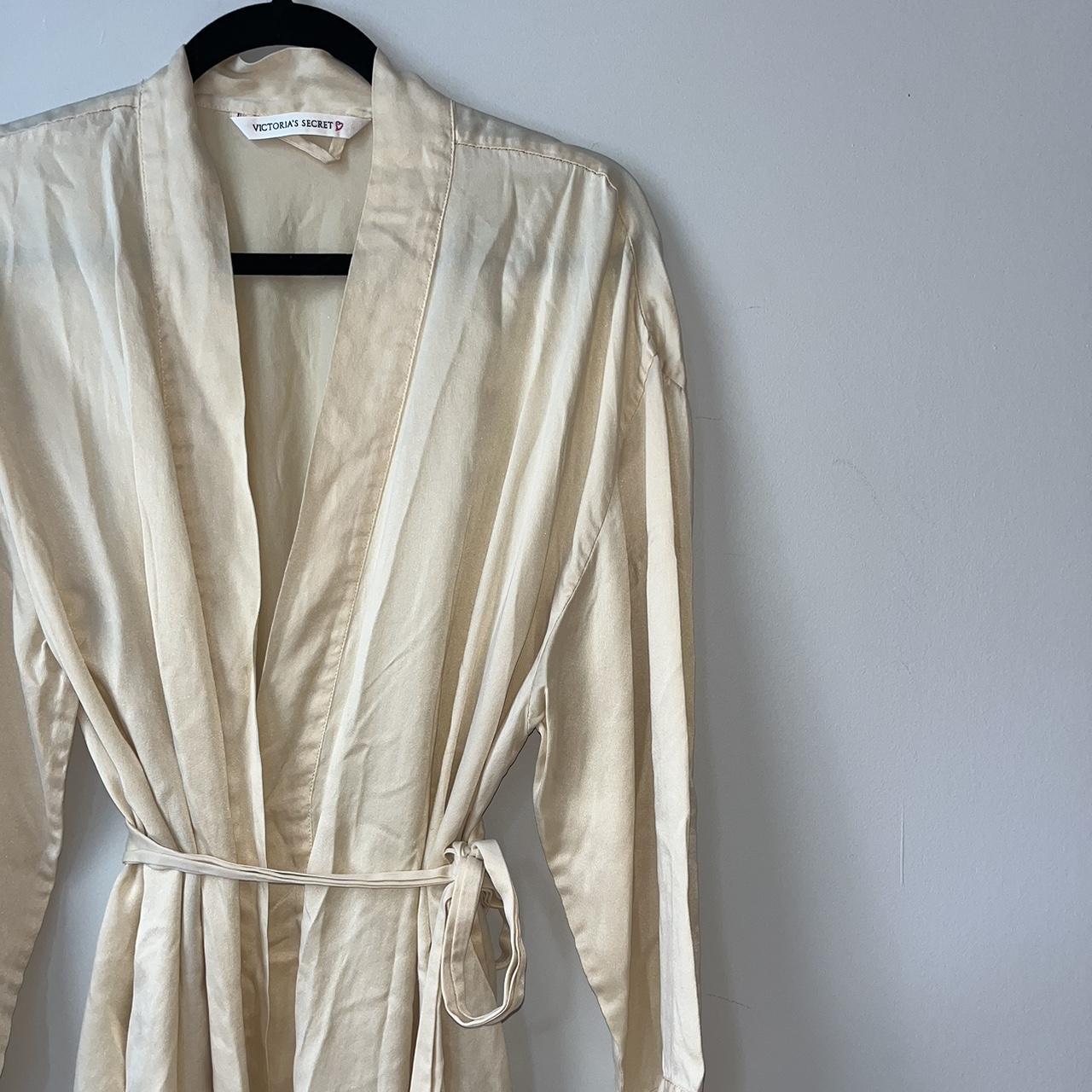 Victoria Secret Cream Silk Tie Lingerie Robe - Depop