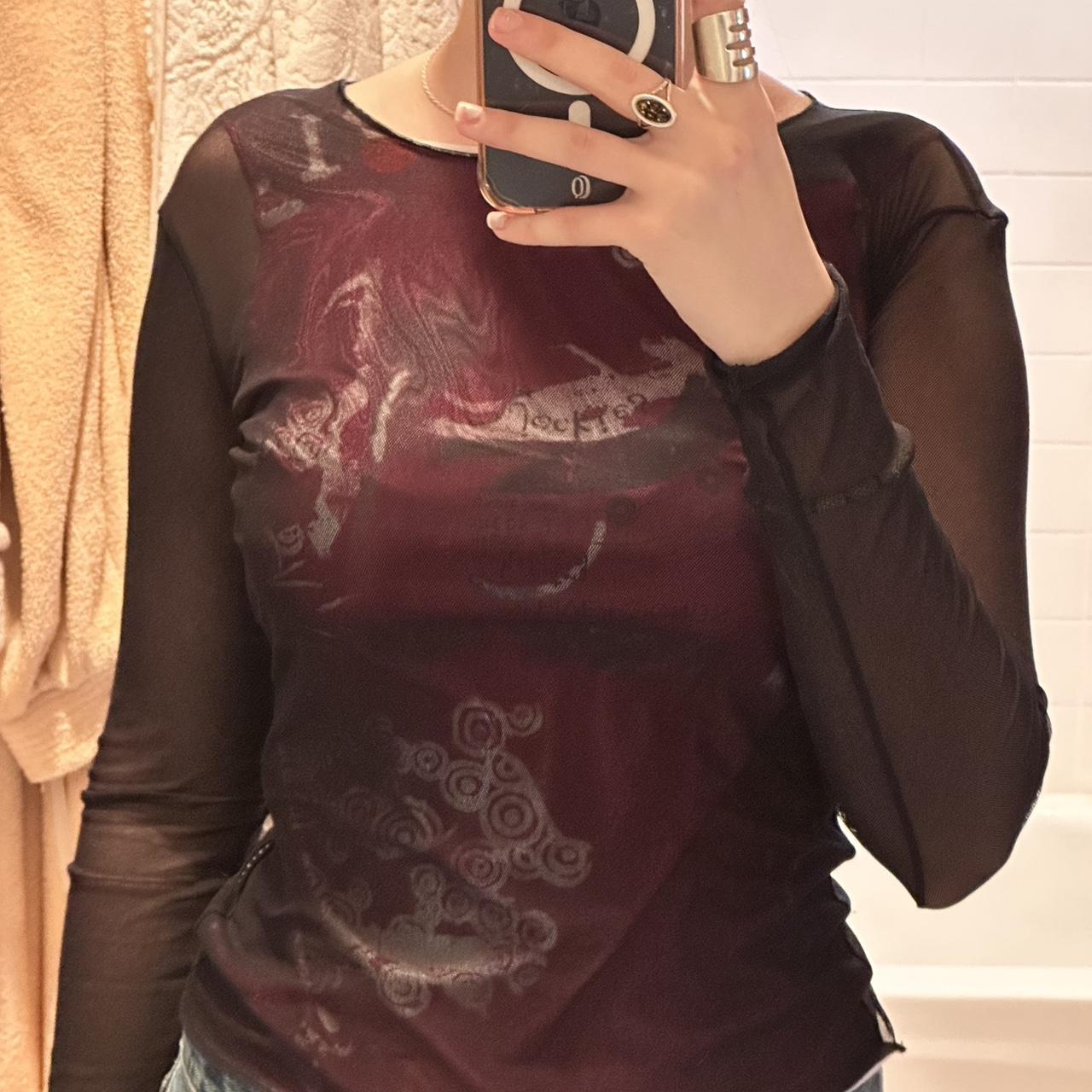 Vintage Italian Sisley Sheer Top with Horse... - Depop