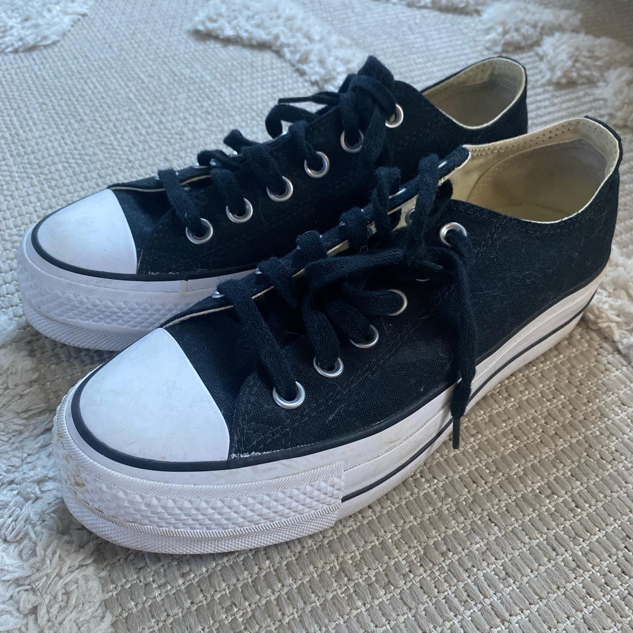 Black platform converse! Gently worn, some scuff... - Depop