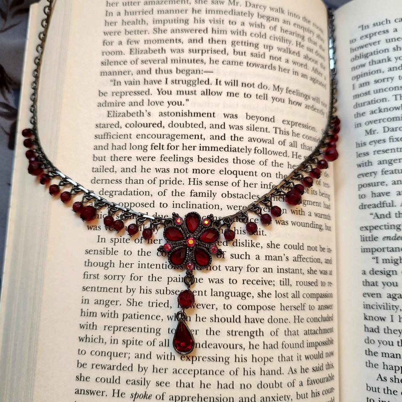 Gorgeous vintage blood red flower necklace. One of... - Depop