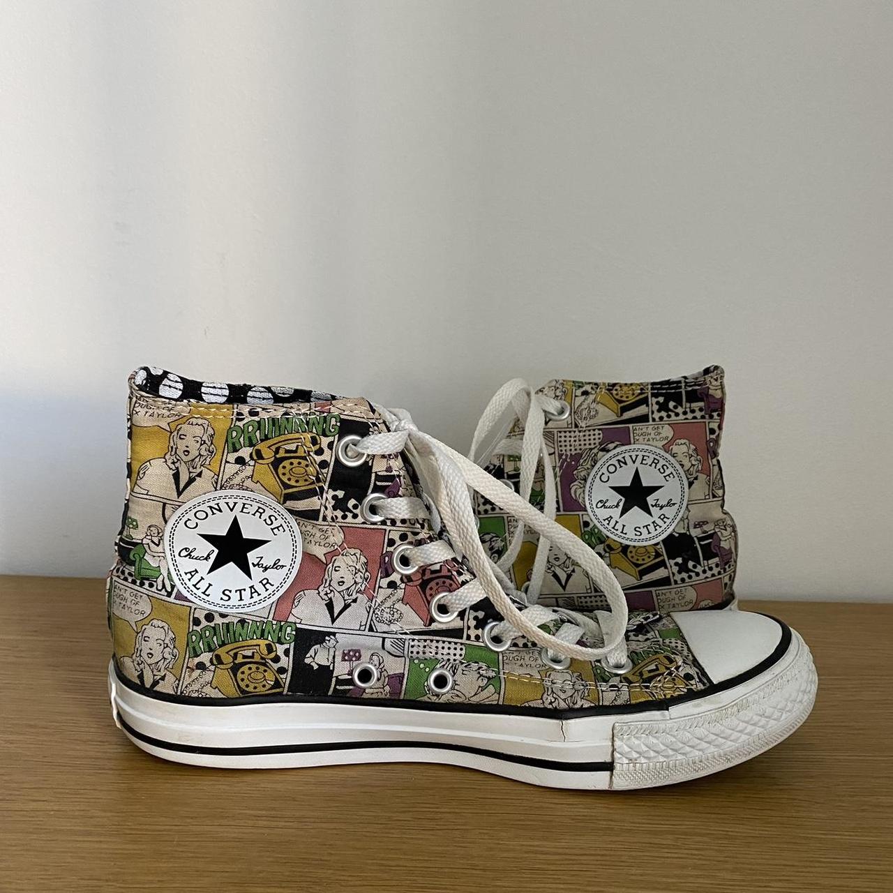 Converse high top comic book graphic U.K 5 EU... - Depop