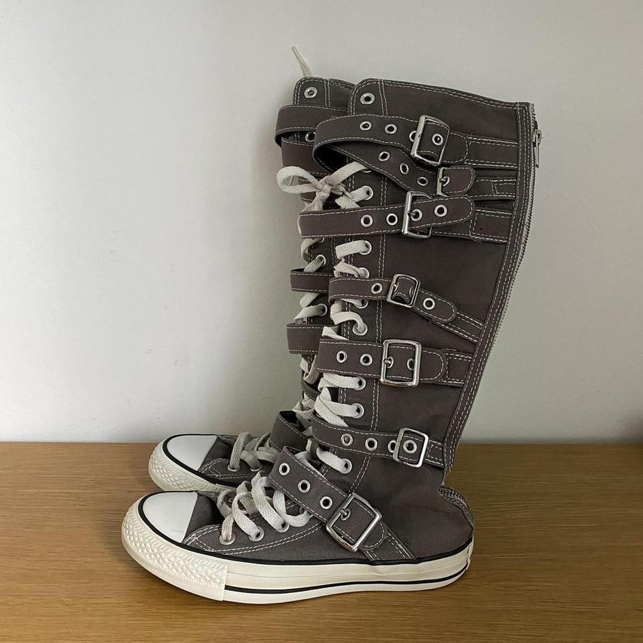 Converse buckle knee high grey U.K 4 EU 36.5 CM... - Depop