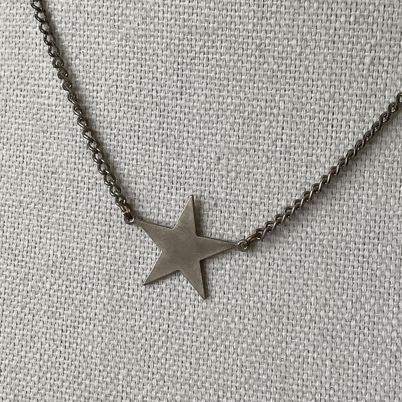 Five point (Texas) star as link in thin silver tone... | Depop