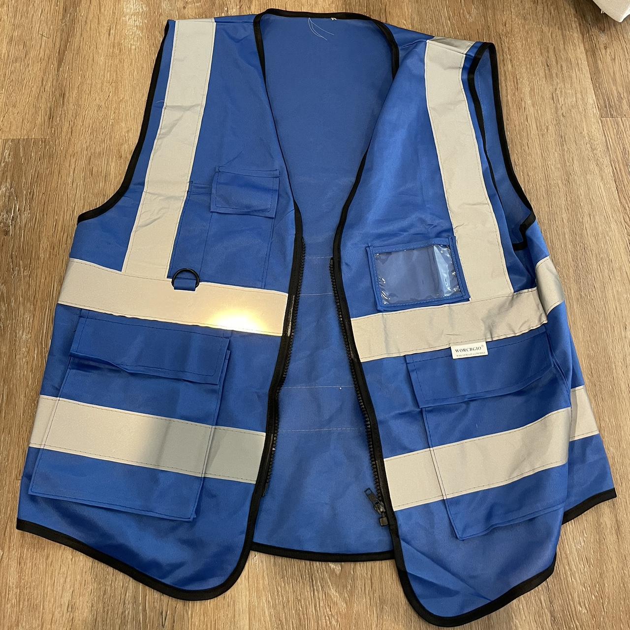 BLUE REFLECTIVE VEST SIZE - MEDIUM WORN ONCE - GREAT... - Depop