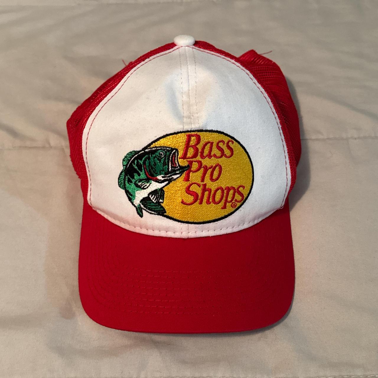 Bass Pro Shops Red Trucker Hat -some red bled... - Depop