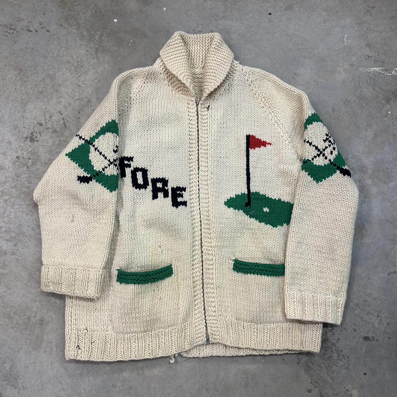 Vintage 1960s Hand Made Golf Knit Sweater fits XL... - Depop