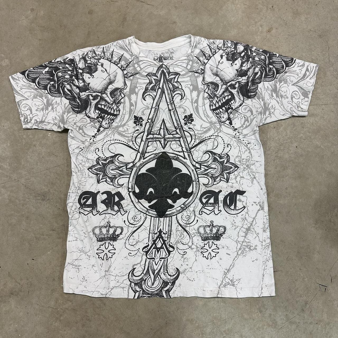 Y2K Grunge Mall Goth Archaic Skull & Wing affliction... - Depop