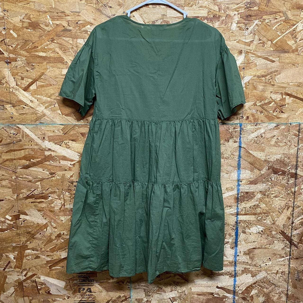 green uniqlo tiered cotton mini summer dress (with... - Depop