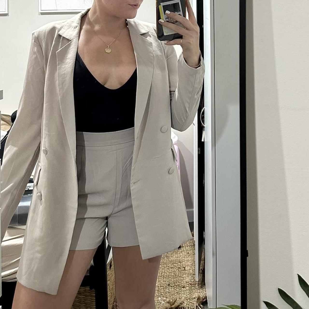 Showpo beige blazer and shorts SET Both size... - Depop
