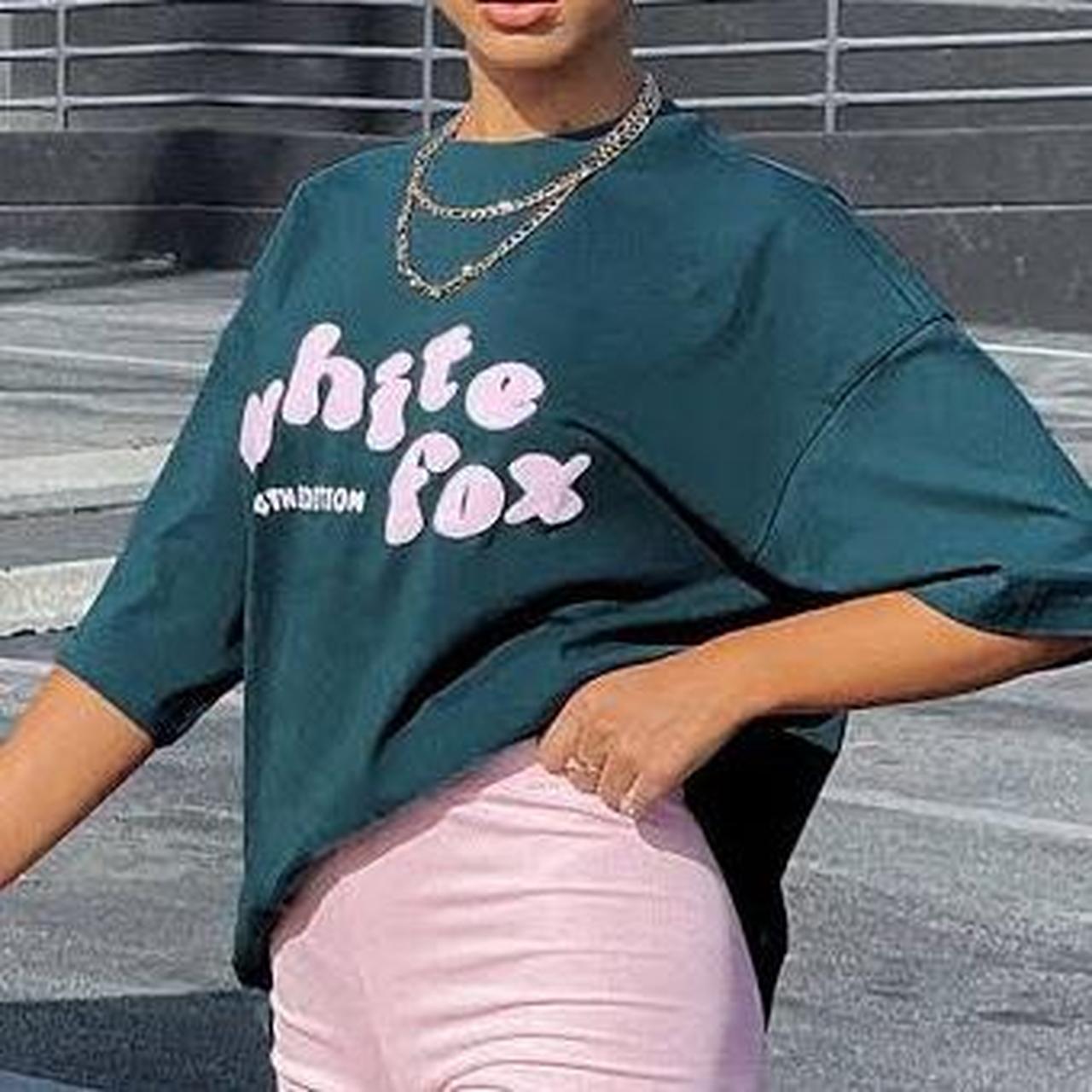 White fox shirt and track shorts set colour... - Depop