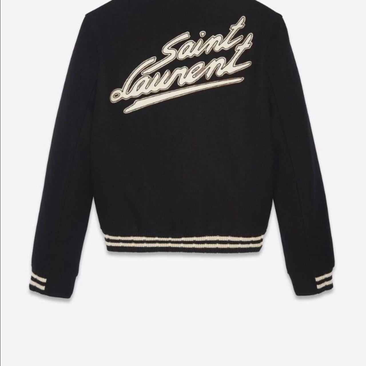 YSL Saint Laurent logo embroidered varsity jacket... - Depop