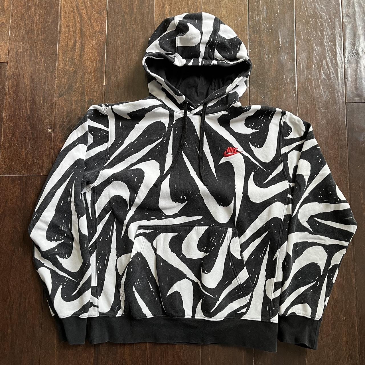 Nike Black and white all over print nike symbol... - Depop