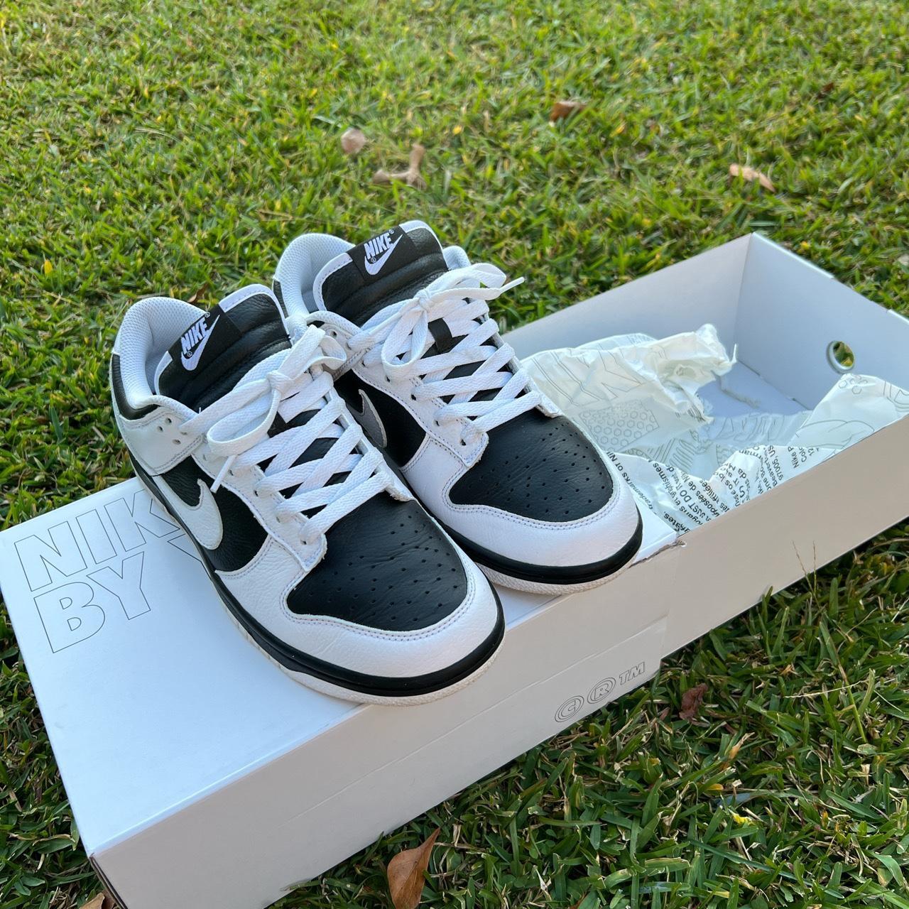 custom nike by you dunks in reverse panda color way.... - Depop