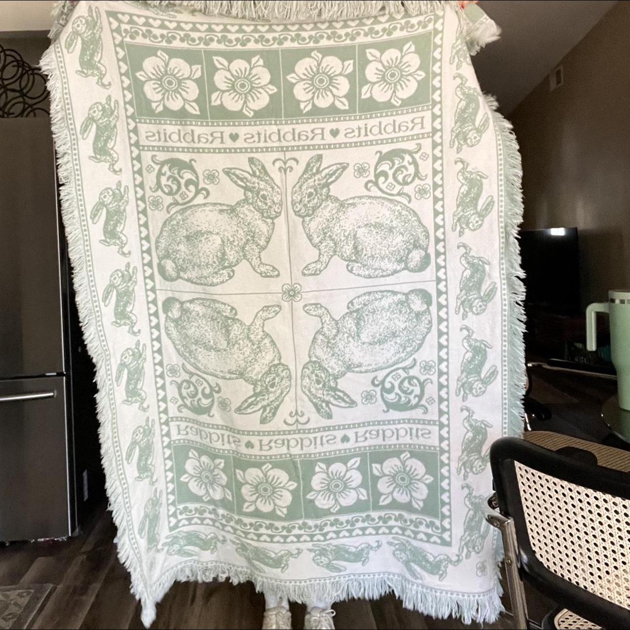 the cutest vintage fieldcrest tapestry green bunny... - Depop