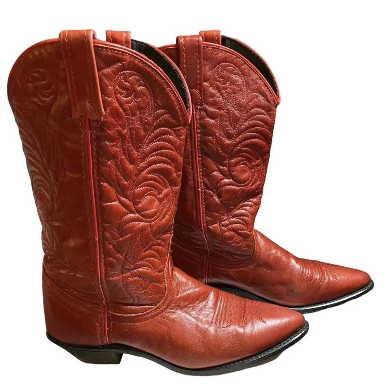 insane vintage red acme cowboy boots 💋 size 8 mid... - Depop