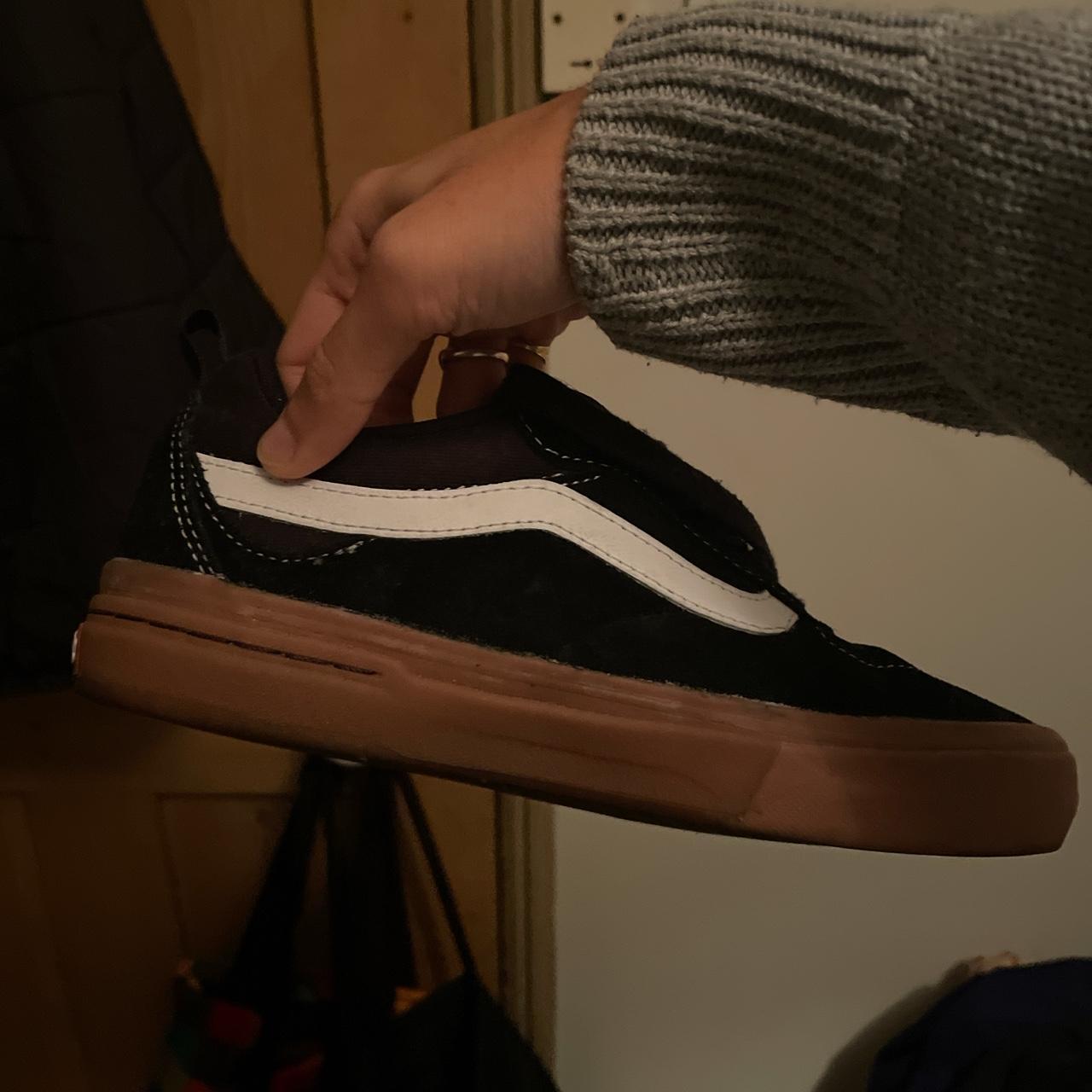 Vans Women's Black and White Trainers | Depop