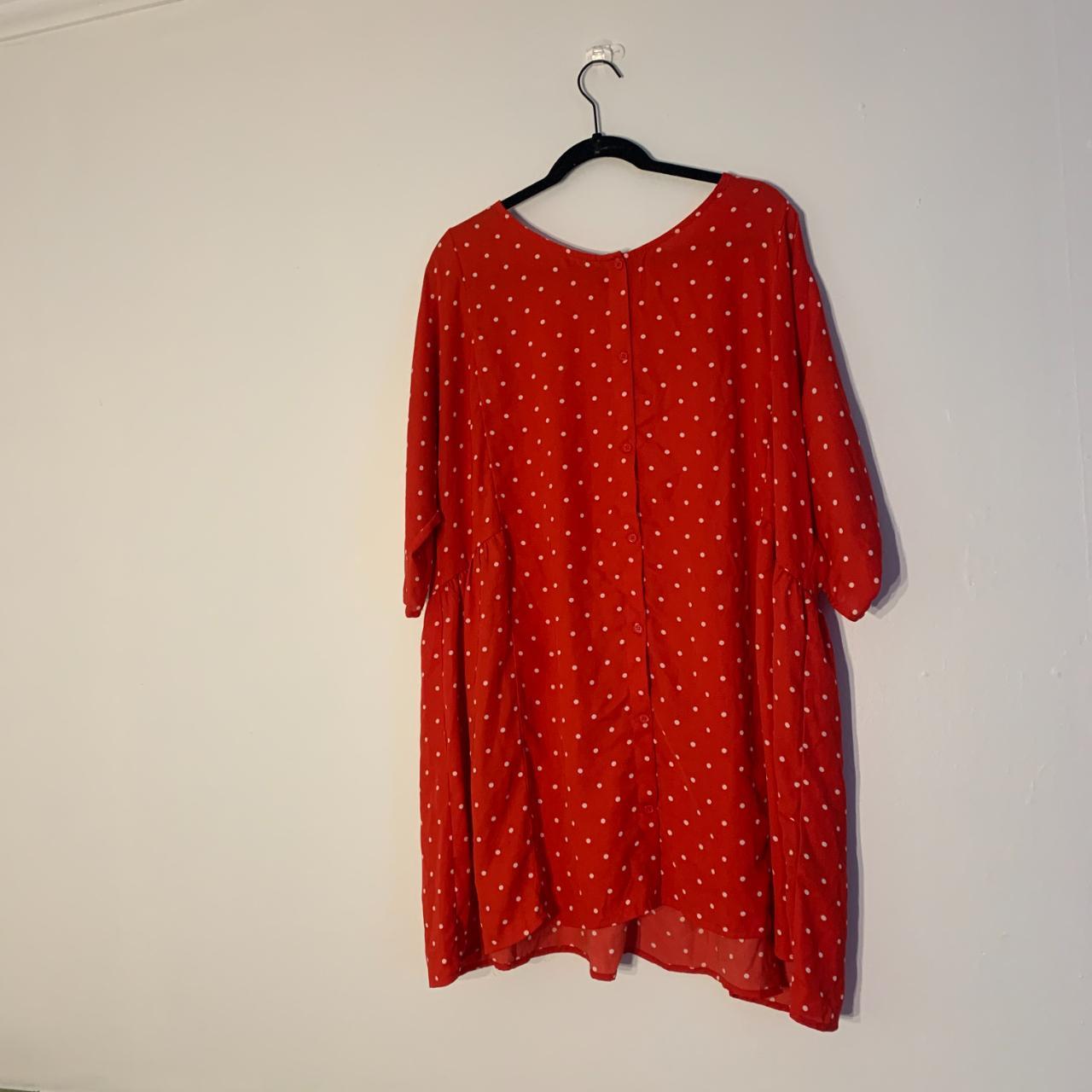Monki Red Polka Dot Smocked Dress Size L Originally... | Depop