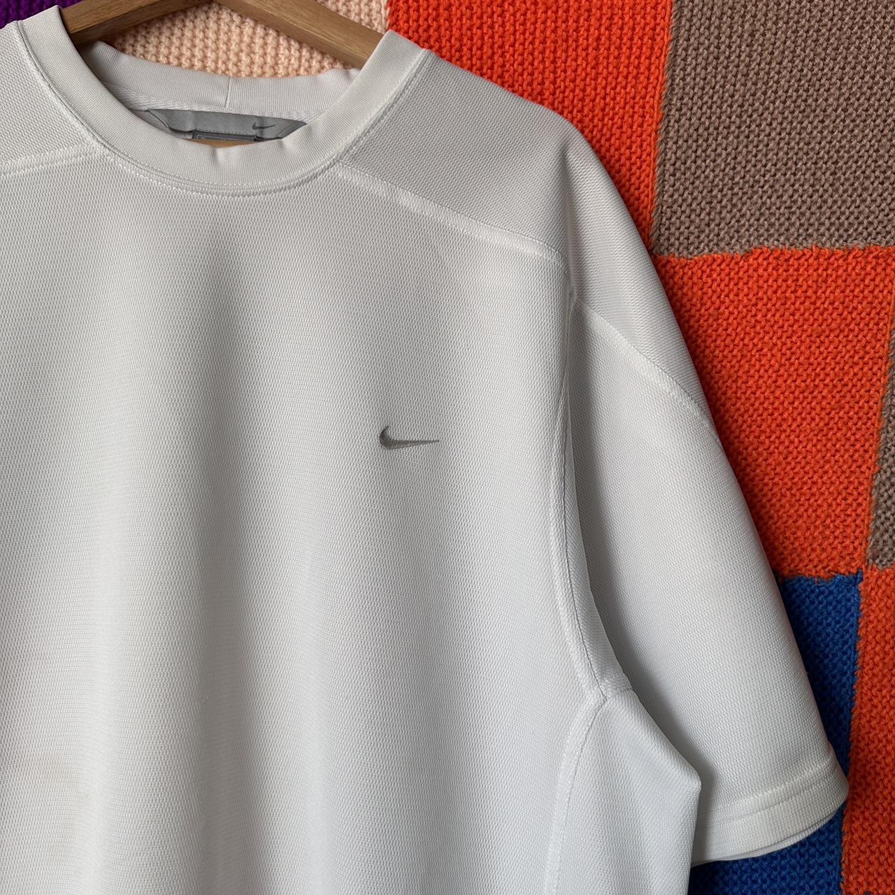 00s Y2K Nike Swoosh Top White Polyester shirt with... - Depop