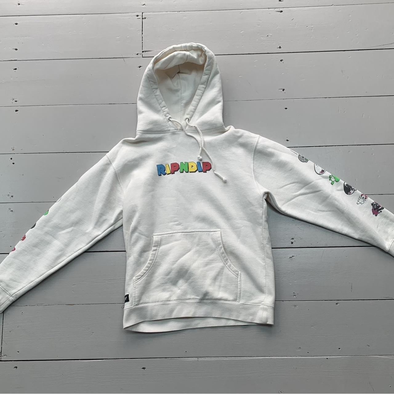 RIPNDIP cat mario hoodie, light cream Size:... - Depop