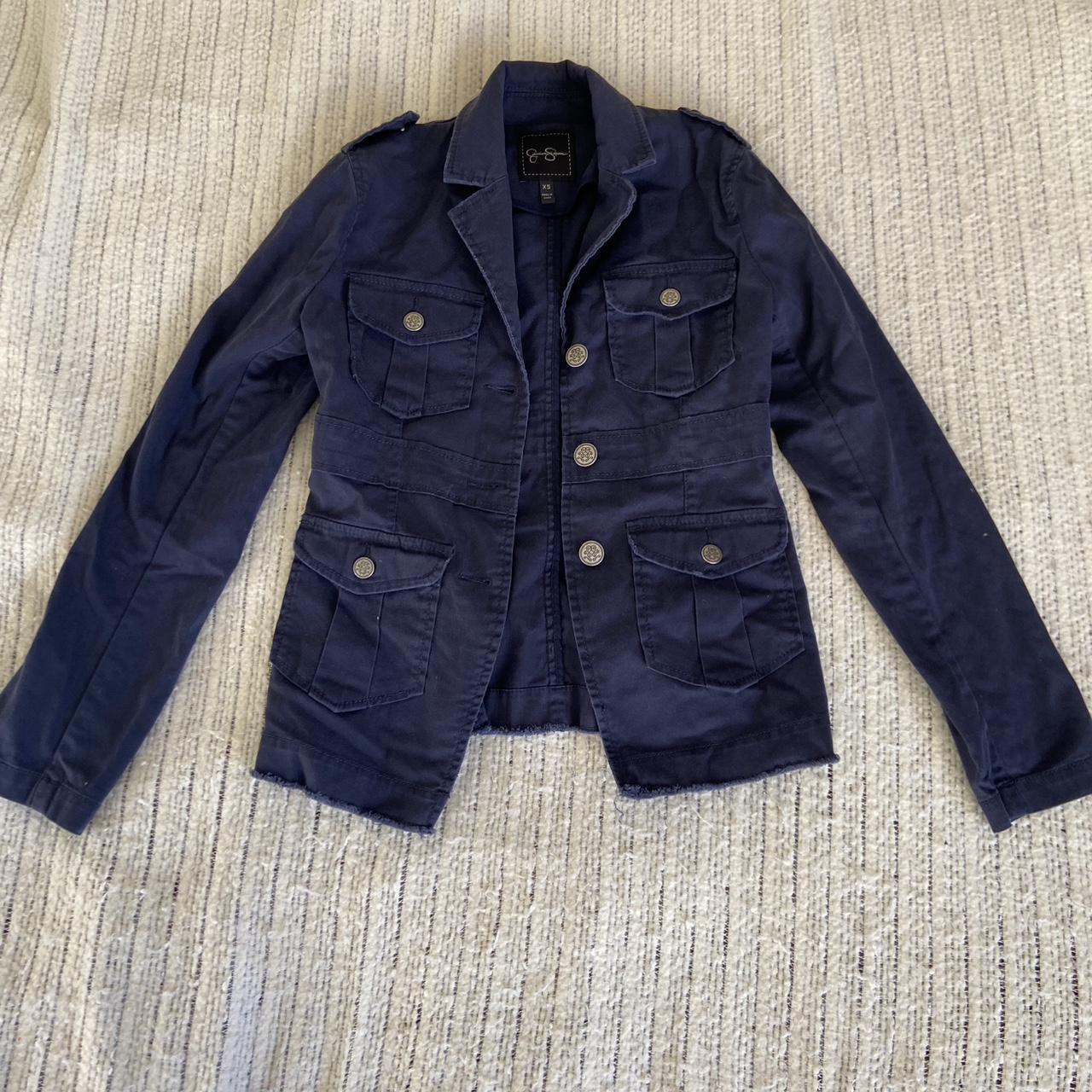 Navy blue military jacket with lots of fun details... - Depop