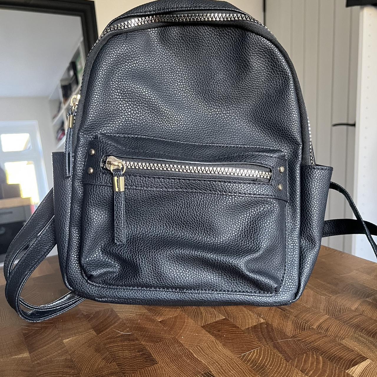 New Look small black backpack with gold hardware and... - Depop