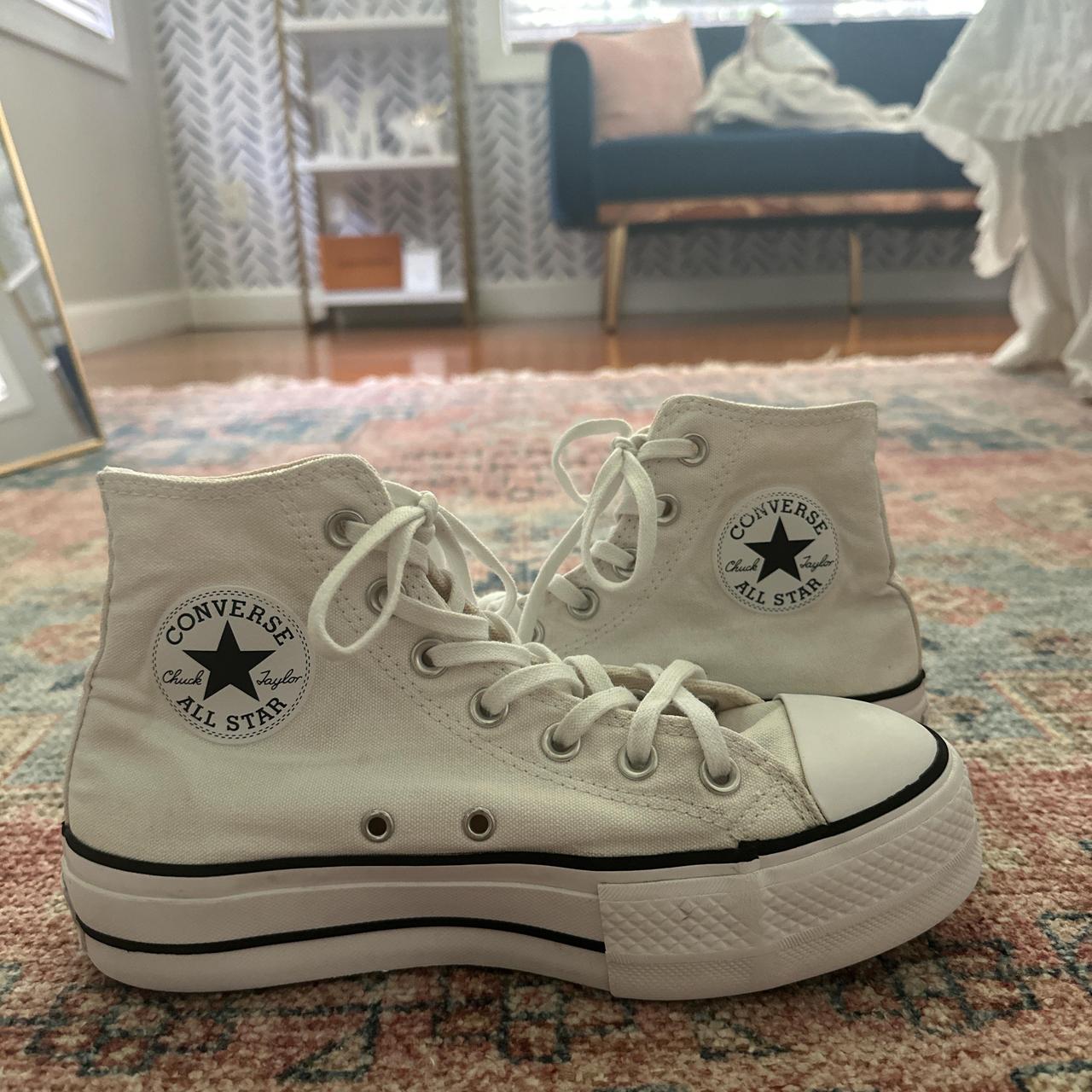 Platform white hightop converse - Depop