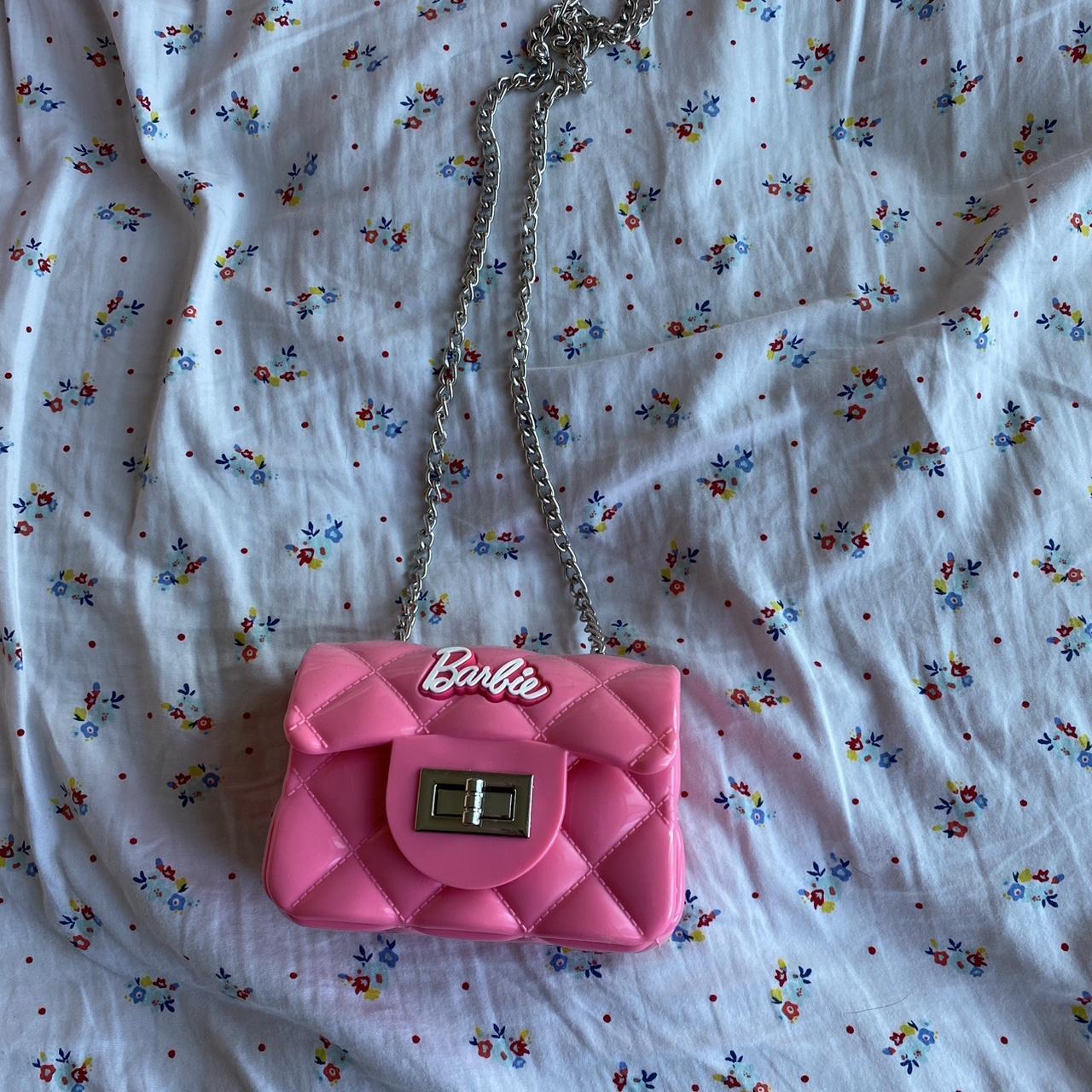 Barbie pink mini bag with silver chain from Miniso... - Depop