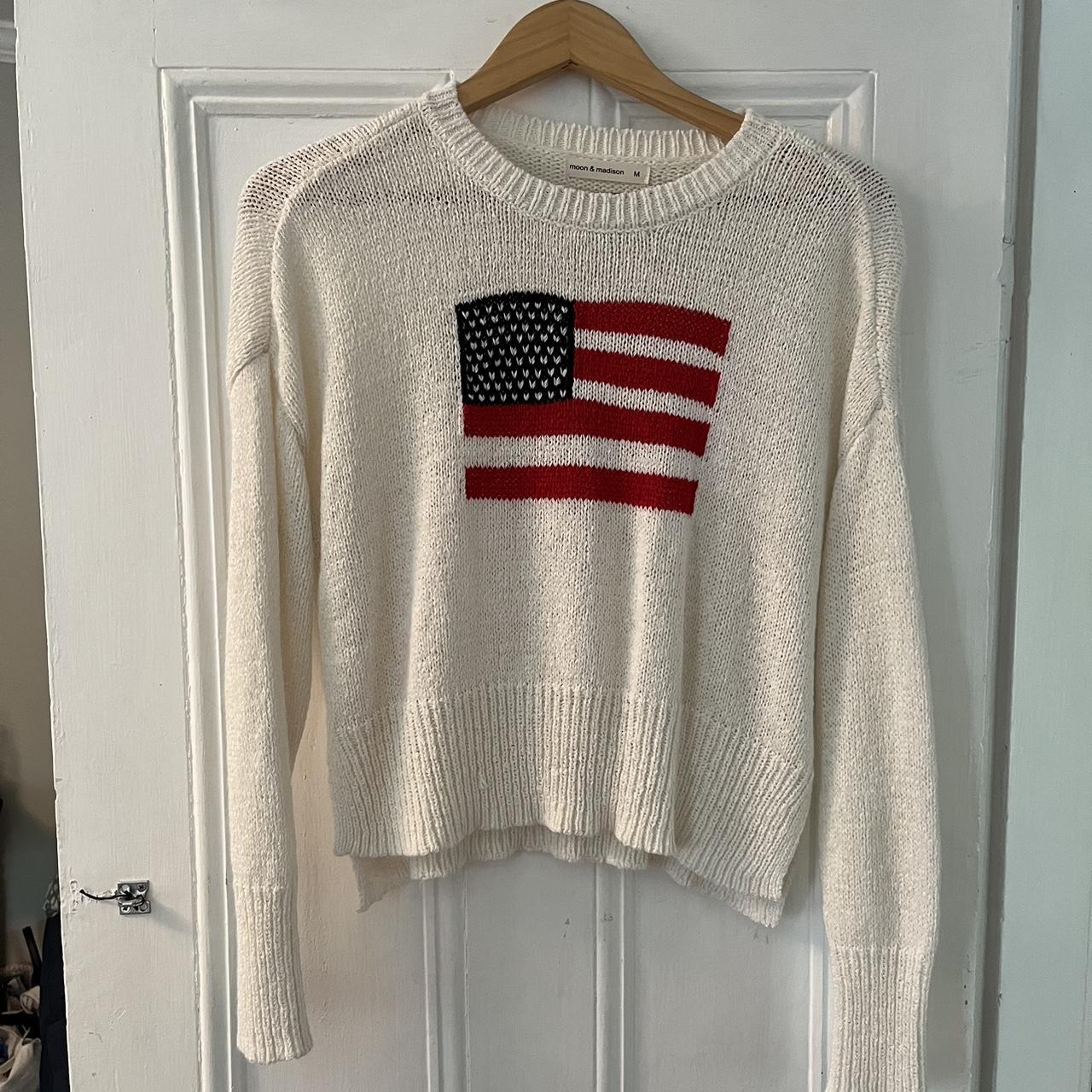 American Flag Sweater •size M but can fit a... - Depop