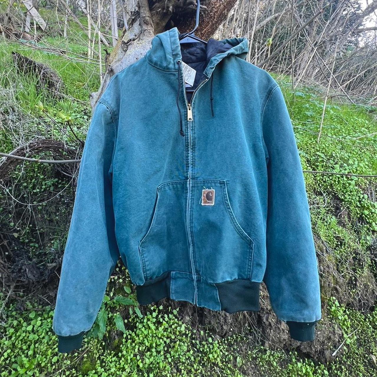 Vintage 90s Carhartt J06 HTG Hunter Green Sandstone... | Depop