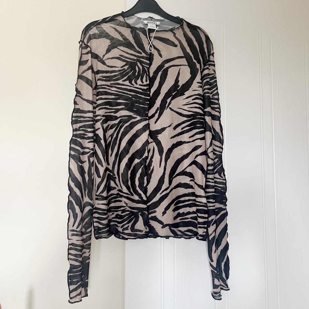 Monki zebra mesh top Size S Only worn once Sold... - Depop