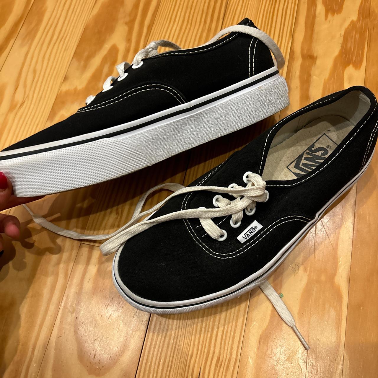 low rise laced vans! size 6.5, barely worn - Depop