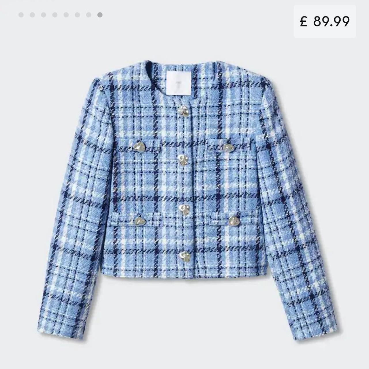 Mango Check Tweed Jacket. Only worn once. - Depop