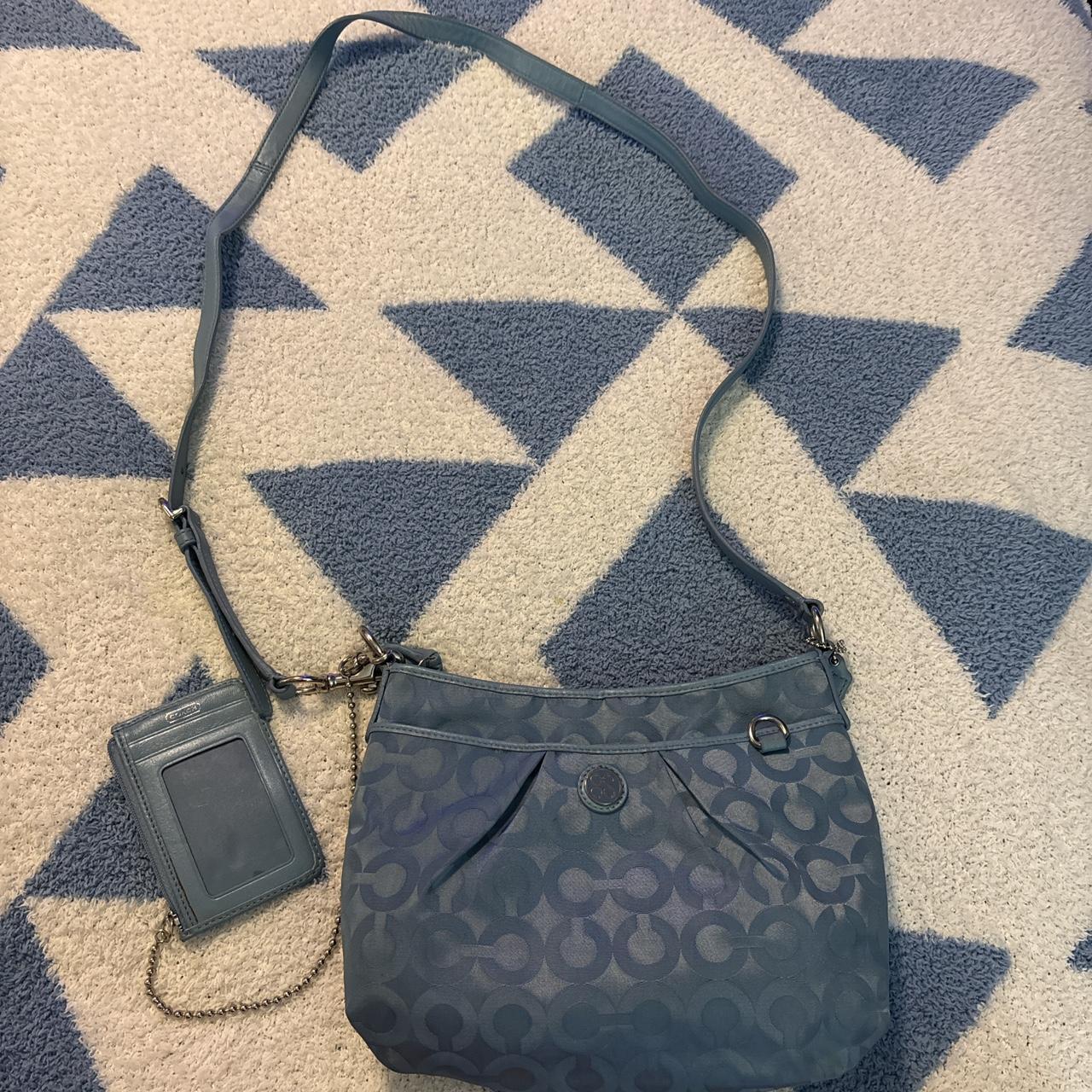 Blue coach purse over the head, little scuff on the... | Depop