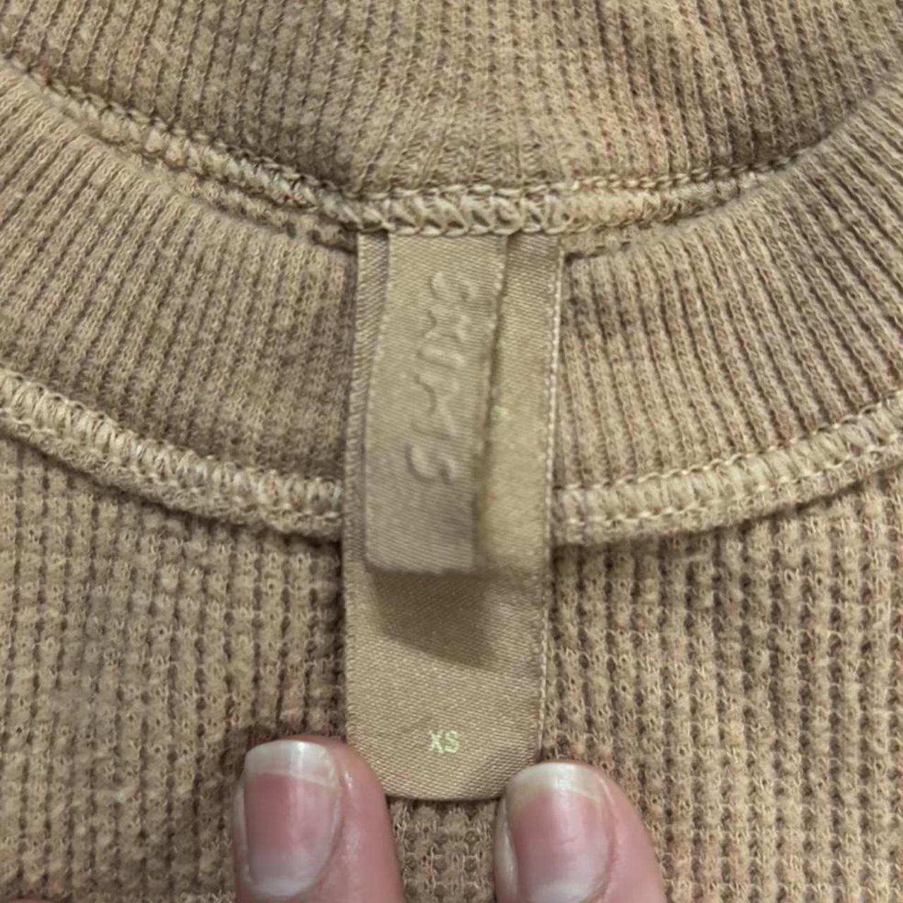 SKIMS waffle texture fitted longsleeve -size... - Depop