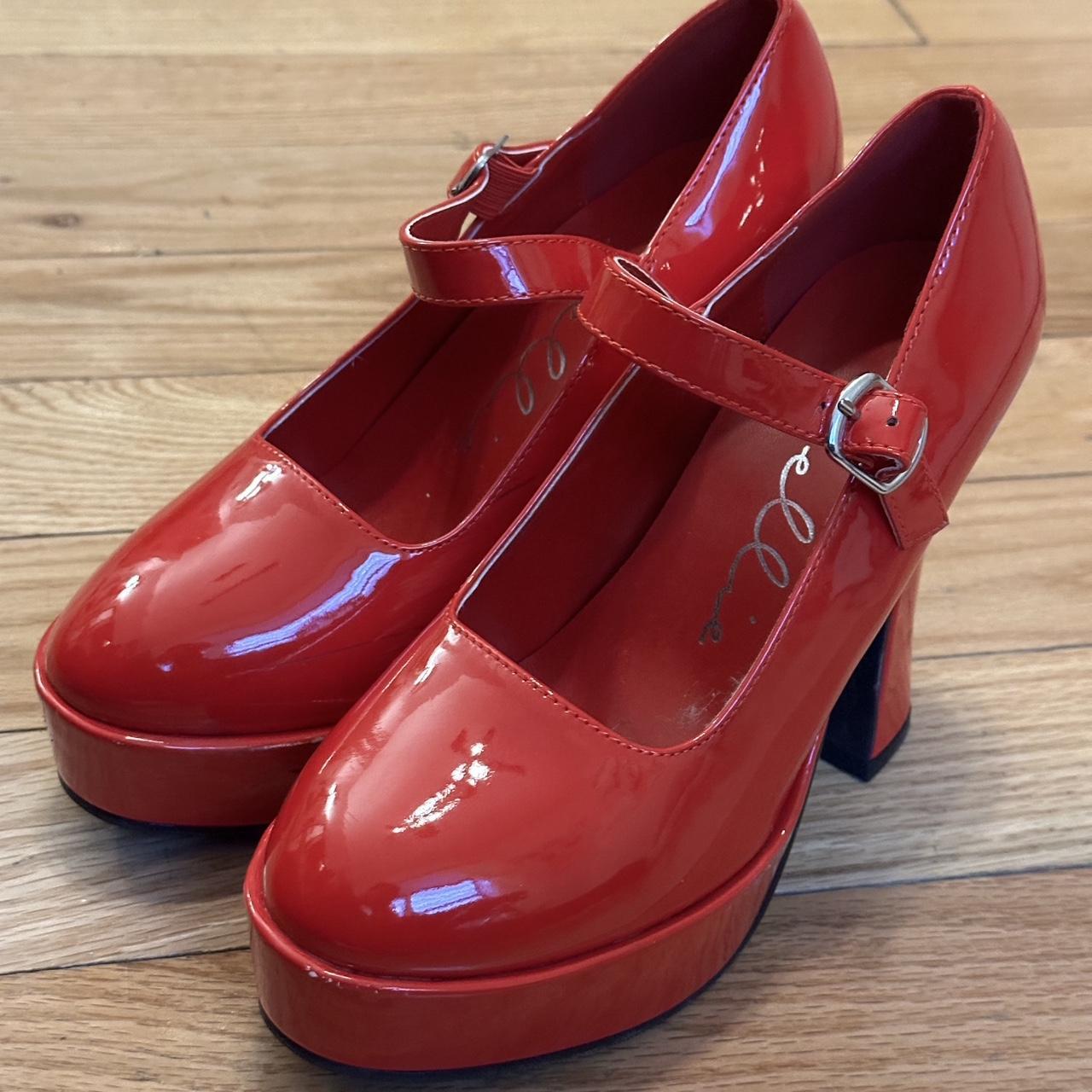 Red platform Mary Jane heels - Depop