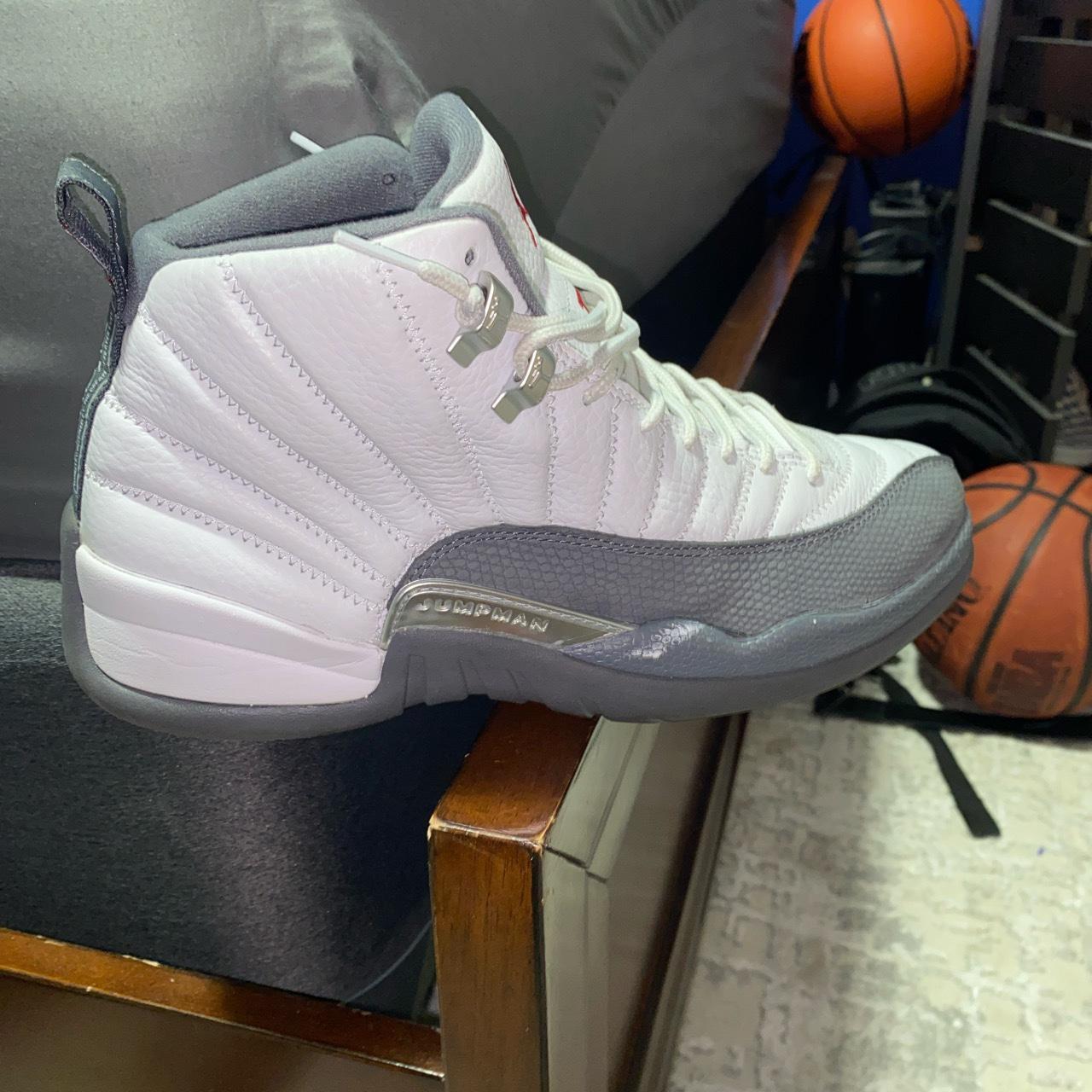 Jordan 12 Grey, No box like new slightly used - Depop