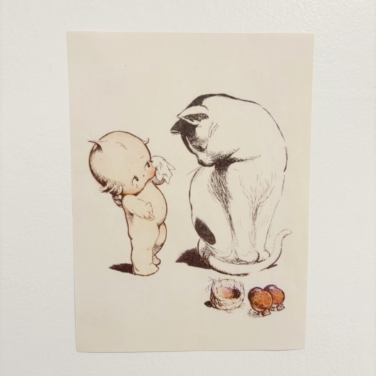 Kewpie baby with cat poster!. Measurements are... - Depop