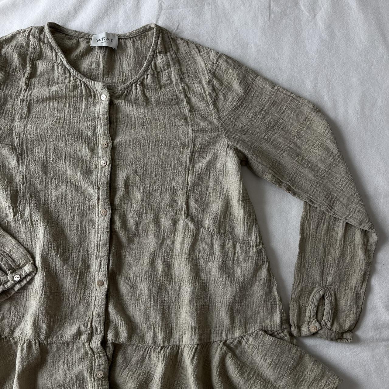 WRAP London linen green button up top size S so... - Depop