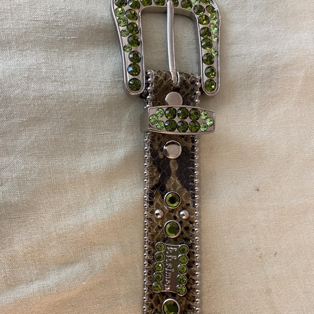 AUTHENTIC b.b. simon’s vintage belt. Green gems over... - Depop