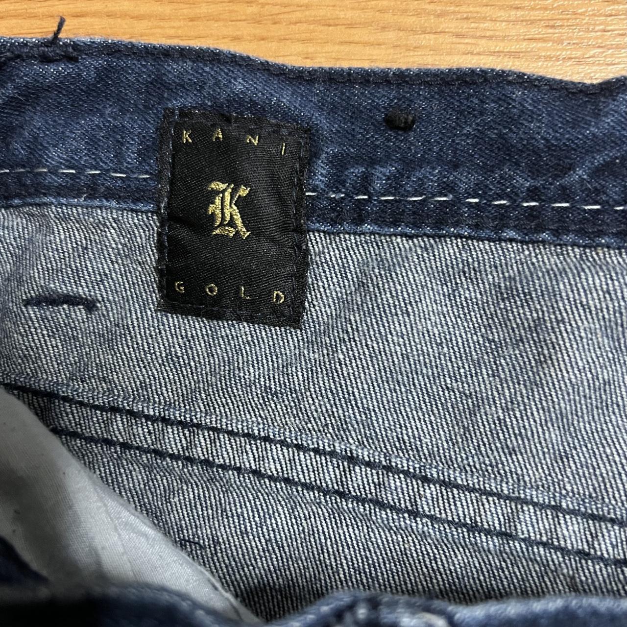 Vintage rare baggy Karl Kani Gold fleur de lis pants... - Depop