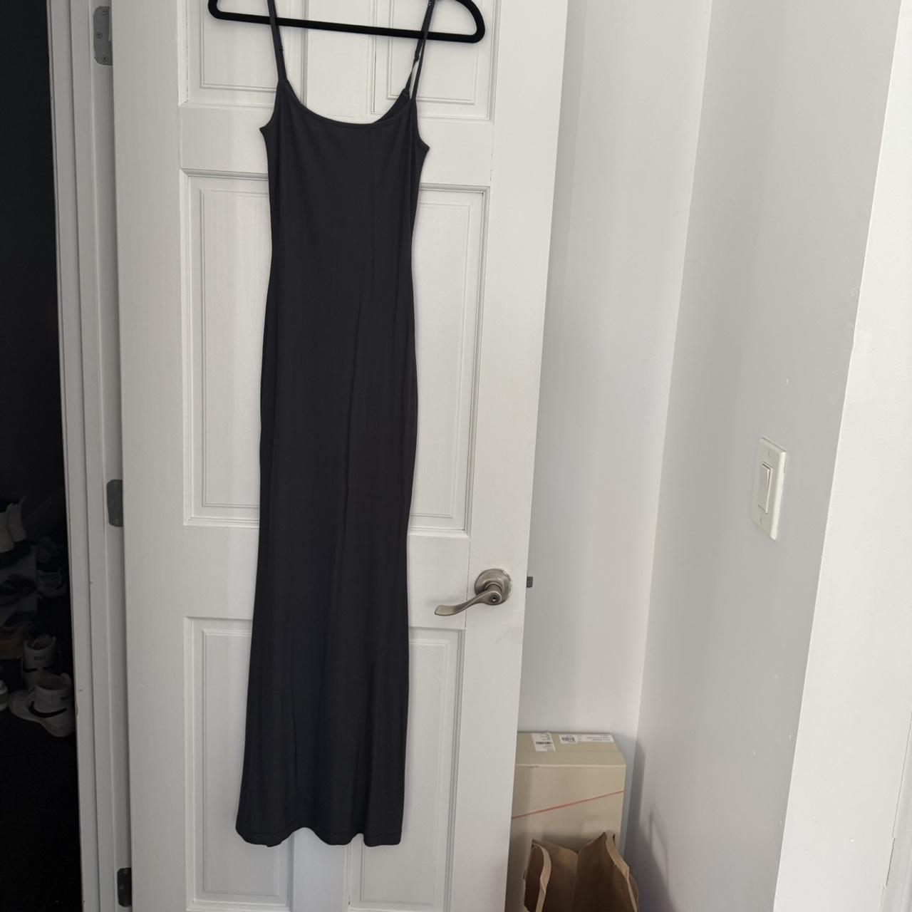 Skims long slip dress in color graphite (charcoal... | Depop
